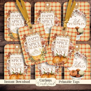 Rustic Pumpkin Spice Fall Hang Tags Collage Sheet ATC Journal Cards ...