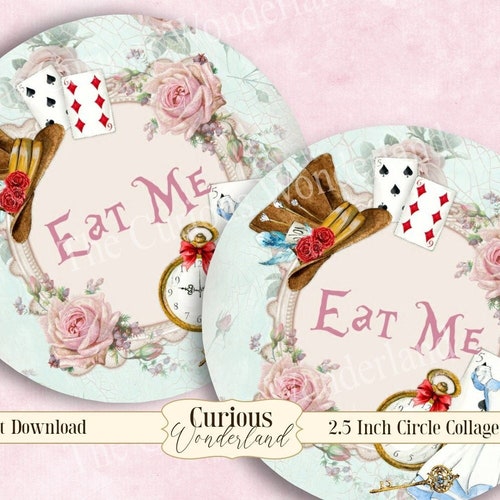 ALICE IN WONDERLAND Party Sign Eat Me Printable Sign Instant - Etsy