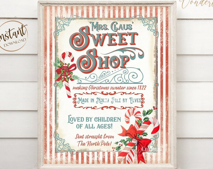 Santa's Candy Shop Signs, Christmas Decoration, Christmas Party Sign ...