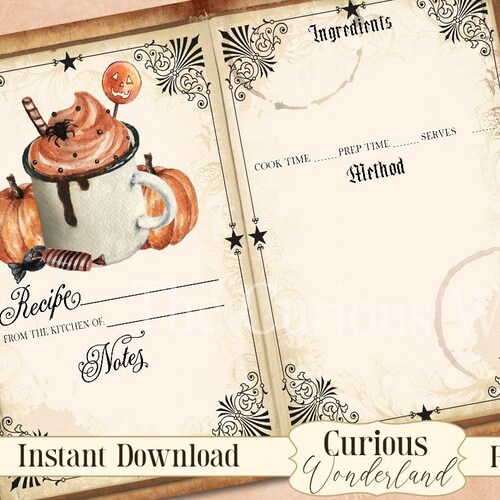 Fall Recipe Cards Collage Sheet Printable Recipe Card - Etsy