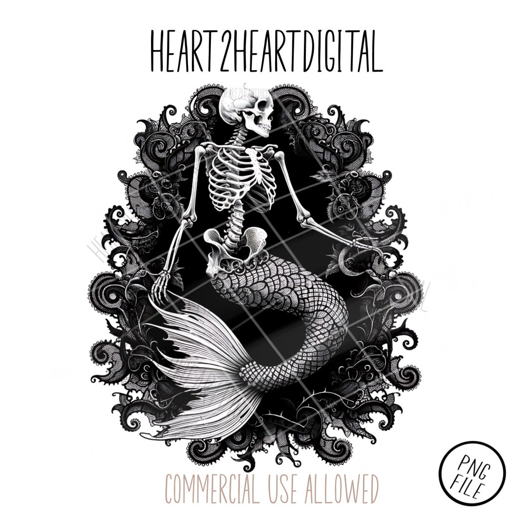Gothic Lace Skeleton Mermaid Png, Digital Download, Junk Journal ...
