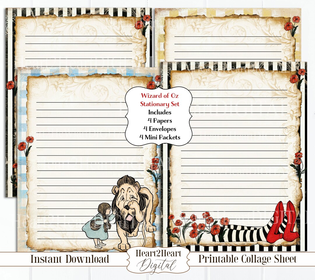 Wizard of Oz Stationary Set, Letter Writing Paper, Wizard of Oz Paper ...