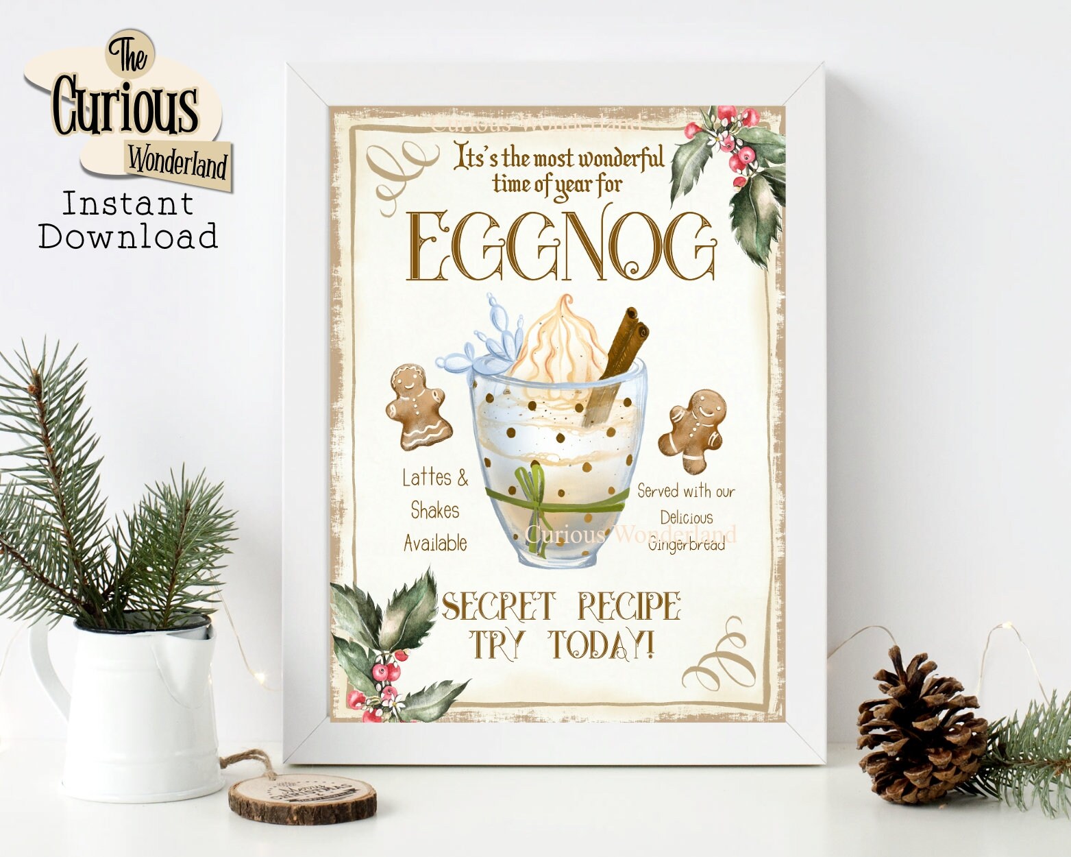 Christmas Eggnog Sign Digital Instant Download Christmas | Etsy