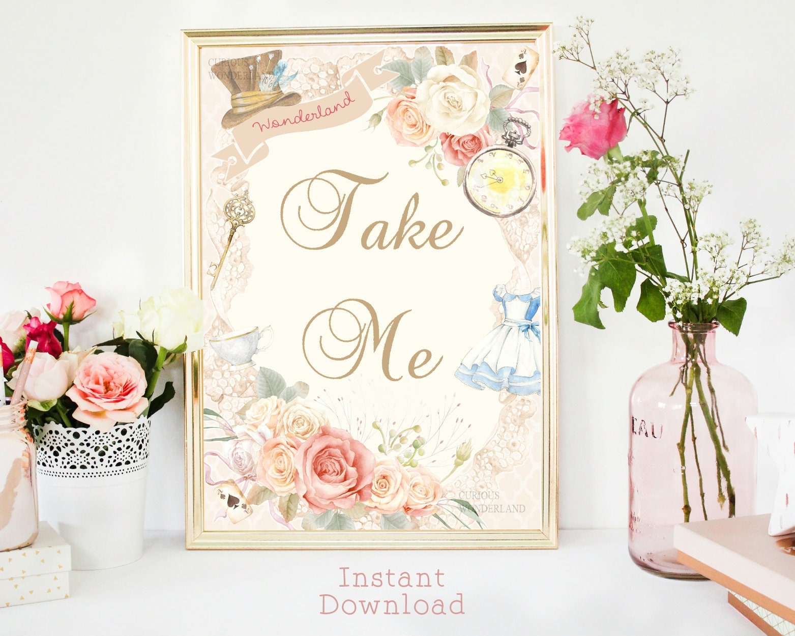 Alice in Wonderland Take Me Sign Tea Party Sign Wonderland | Etsy