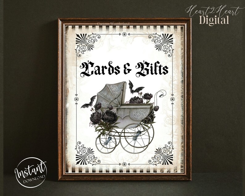 Gothic Baby Shower ' Cards & Gifts Sign Halloween Theme - Etsy