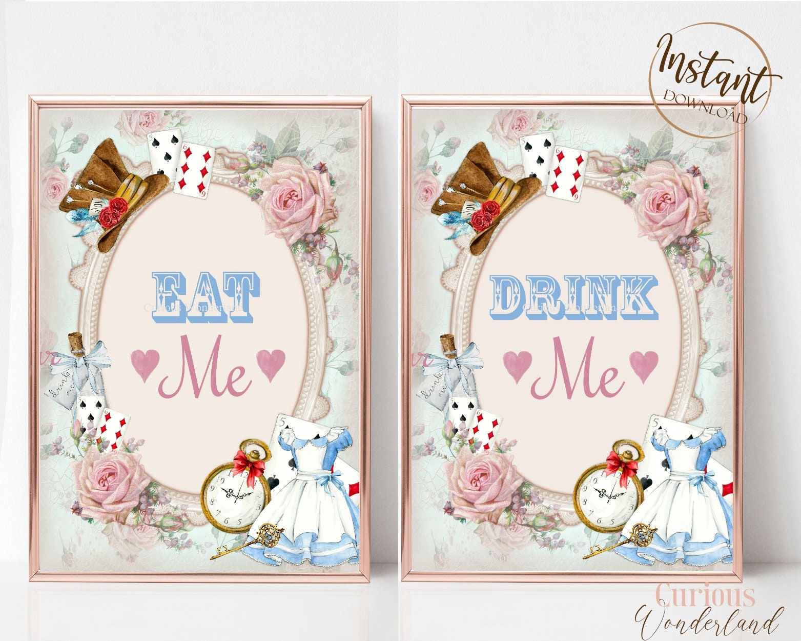 Alice in Wonderland Party Signs Drink Me Sign Eat Me Sign | Etsy UK