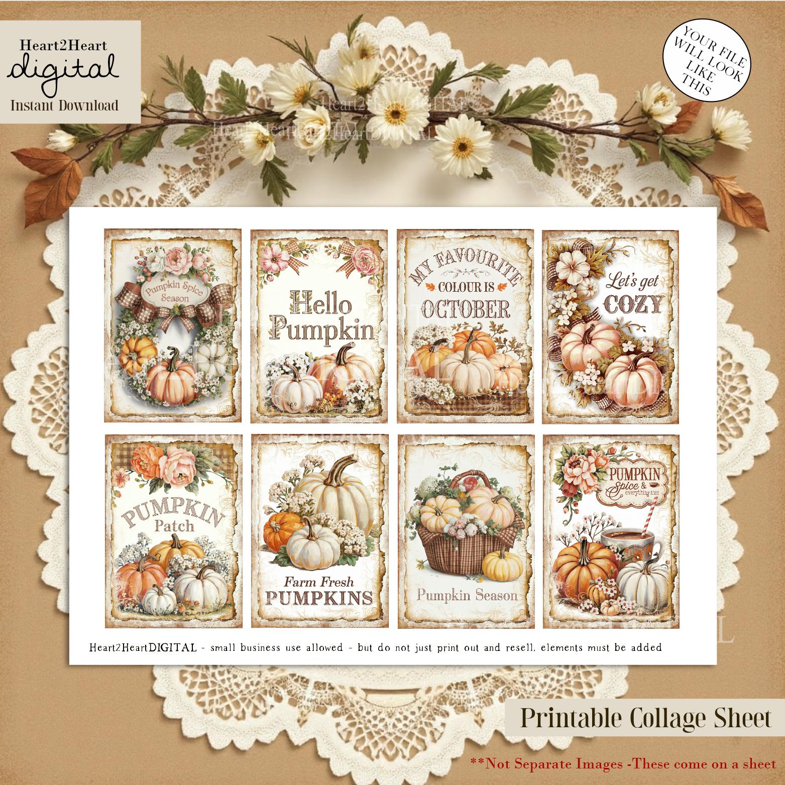 Rustic Fall Quote Collage Sheet Labels, Autumn Fall ATC Journal Cards ...