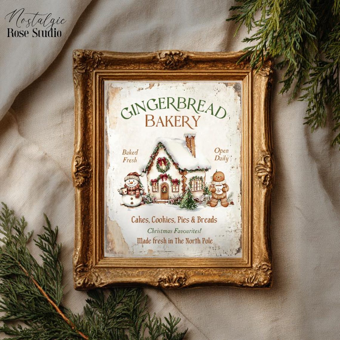 Farmhouse Christmas Gingerbread Bakery Sign | Digital Download ...
