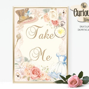 Alice in Wonderland Take Me Sign Tea Party Sign Wonderland Birthday ...