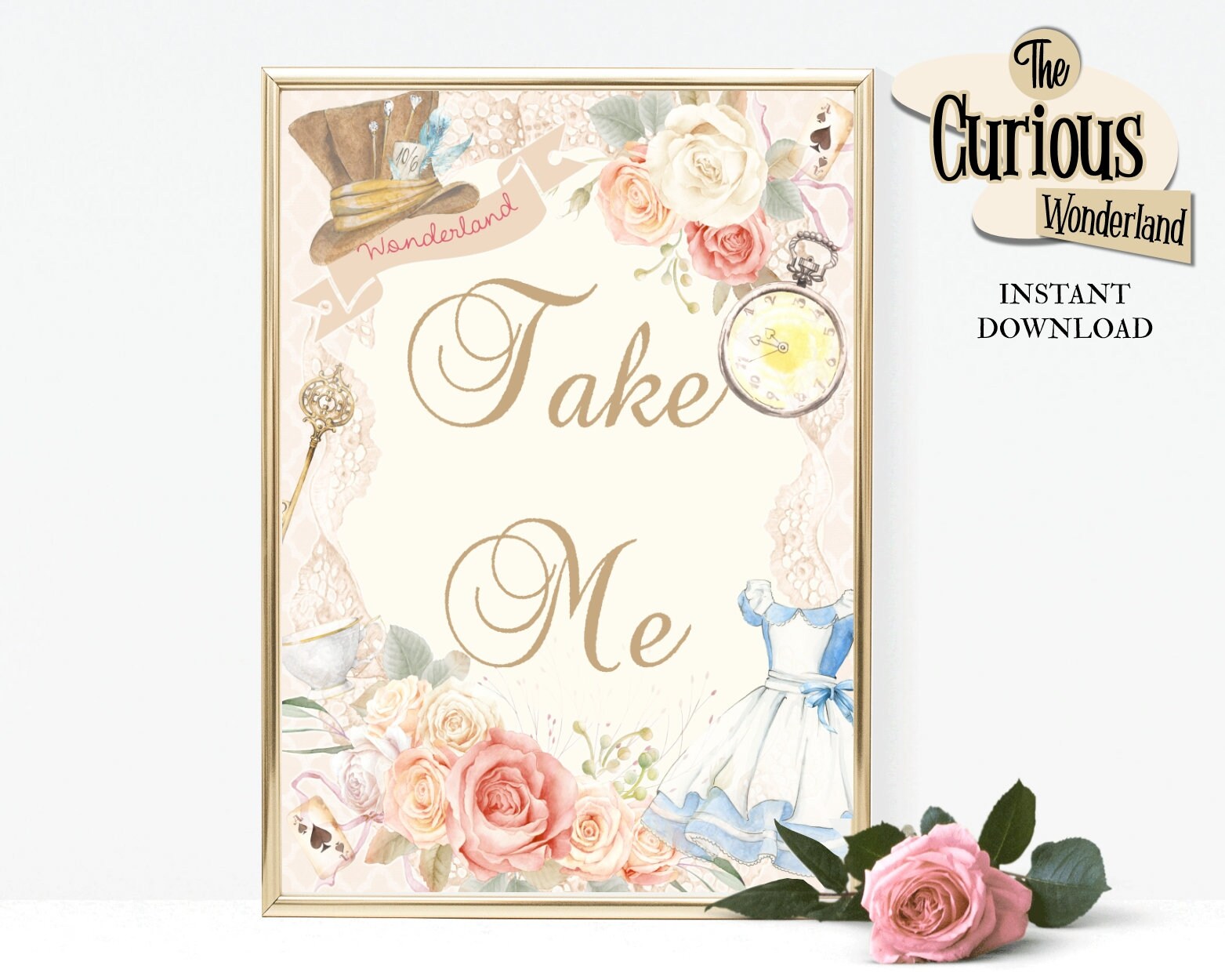 Alice in Wonderland Take Me Sign Tea Party Sign Wonderland - Etsy