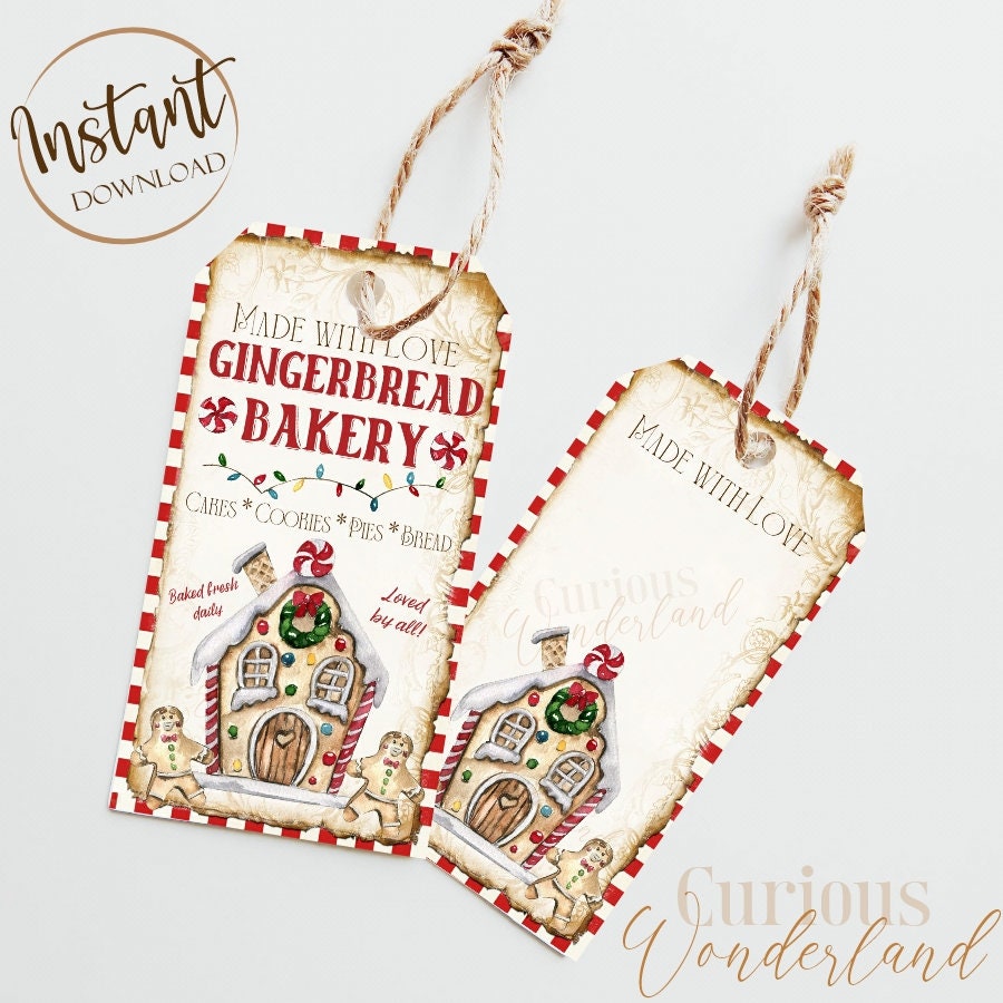 Printable Gingerbread Cookie Tags, Made With Love Tags, Journals ...
