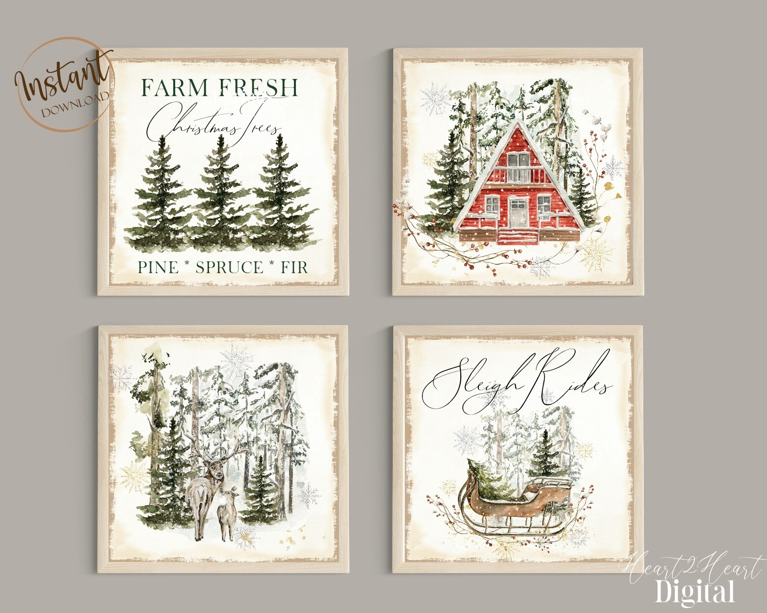 Farmhouse Christmas 4 Squares Tier Tray Signs Digital - Etsy