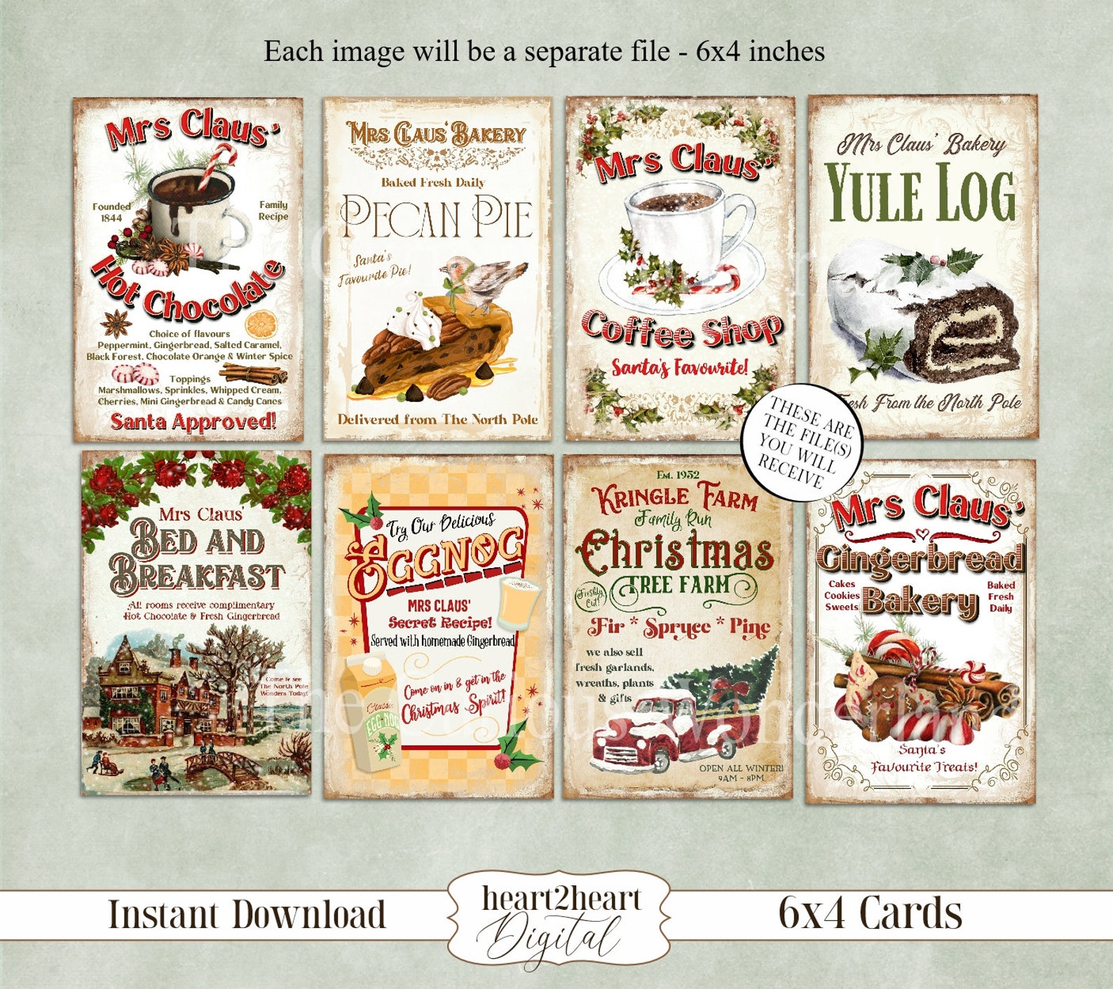 Vintage Mrs Claus Christmas 6x4 Labels Collage Sheet, Sign, Journal ...