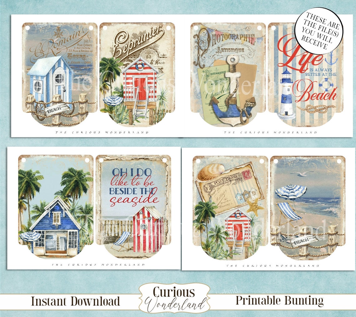 Printable Beach Bunting Coastal Banner Printable Garland - Etsy