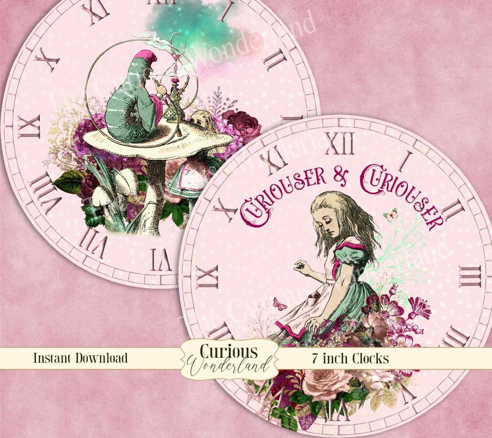 Alice in Wonderland Clocks Printable Clocks Digital - Etsy