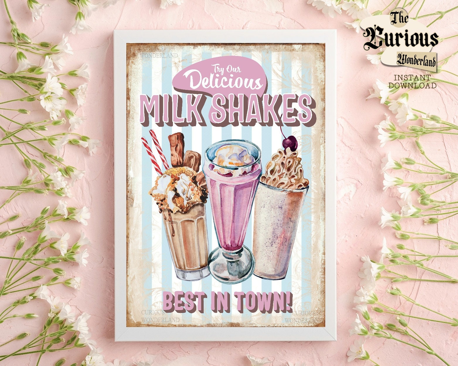 Retro Milkshake Sign INSTANT DOWNLOAD Printable Sign - Etsy UK