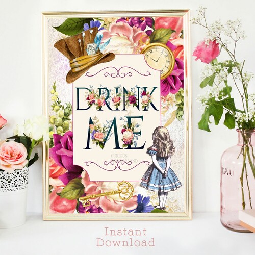 Alice in Wonderland Drink Me Potion Sign Onederland Tea - Etsy