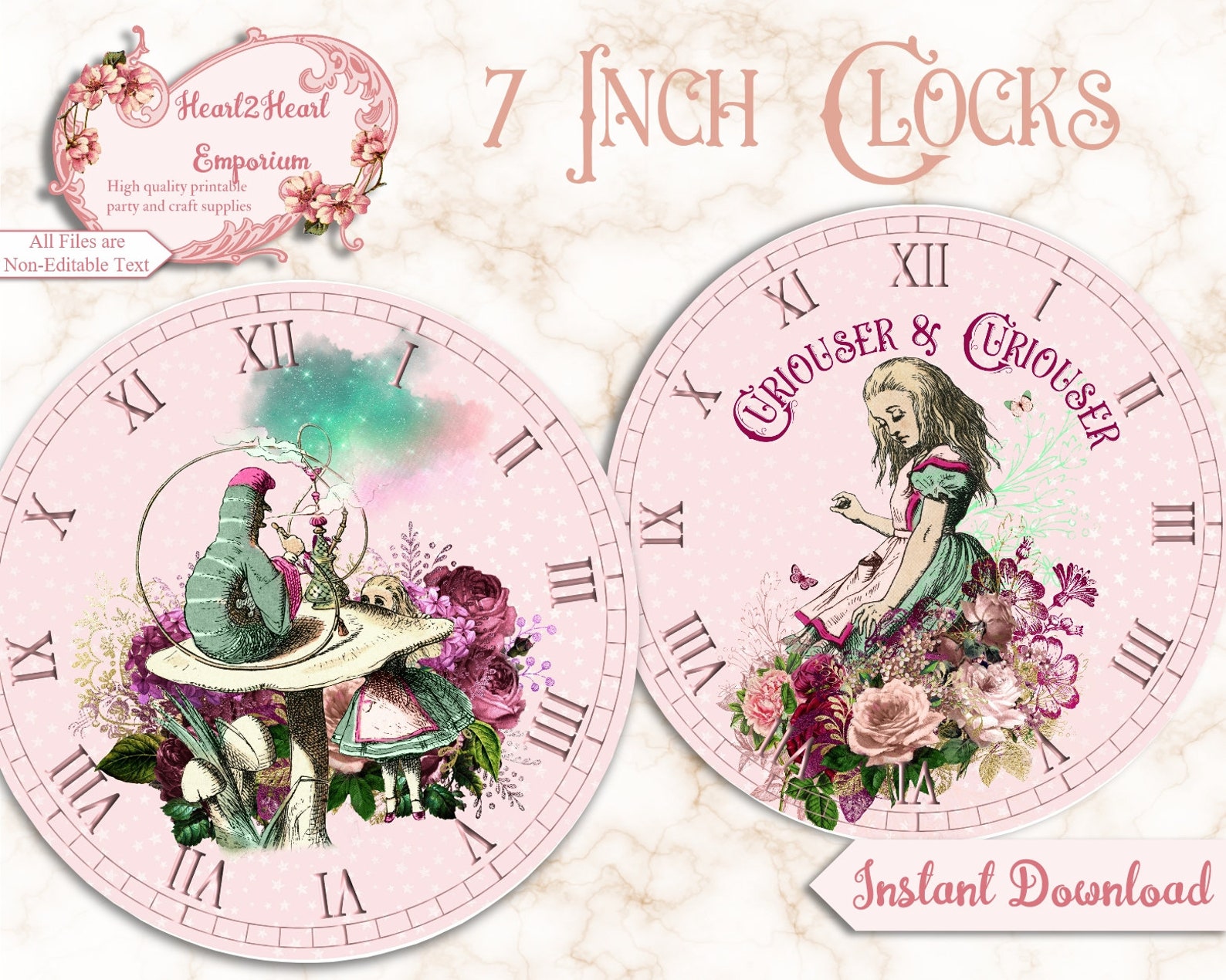 Alice in Wonderland Clocks Printable Clocks Digital | Etsy España