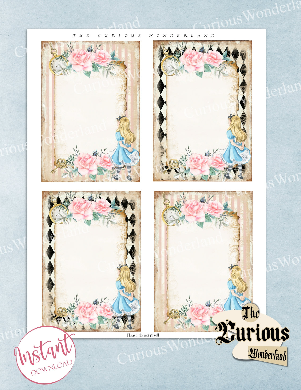 Printable Alice in Wonderland Junk Journal Pages Printable, Digital ...