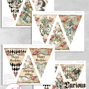Alice in Wonderland Banners Printable Party Bunting INSTANT DOWNLOAD ...