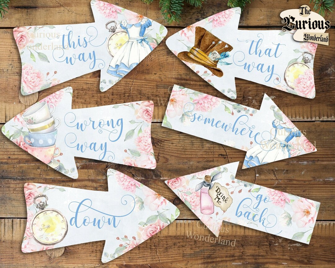 Mini Alice in Wonderland Arrow Signs Party Signs Instant - Etsy UK