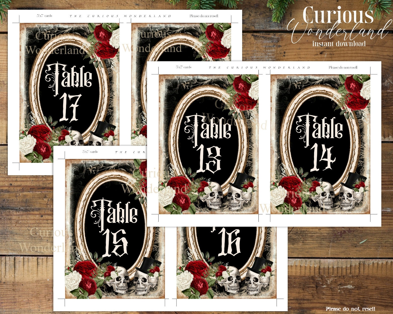 Gothic Skull Wedding Printable Table Numbers Table 1-20 Goth | Etsy UK
