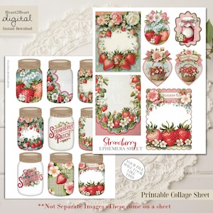 Strawberry Ephemera Printable Kit | Vintage Fruit Collage Sheets ...