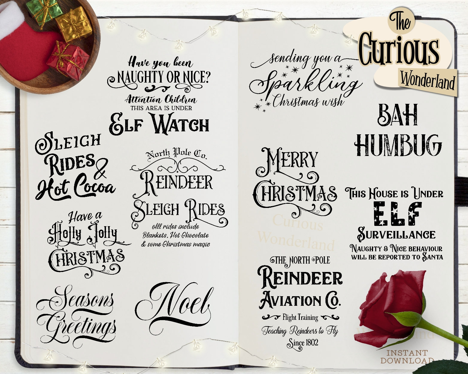 Christmas Word Art Digital Scrapbook Quote Overlays Digital - Etsy UK