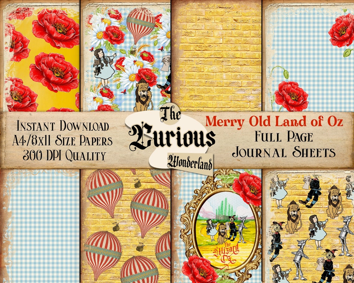 Wizard of Oz Printable Junk Journal Papers Craft Scrapbooking - Etsy