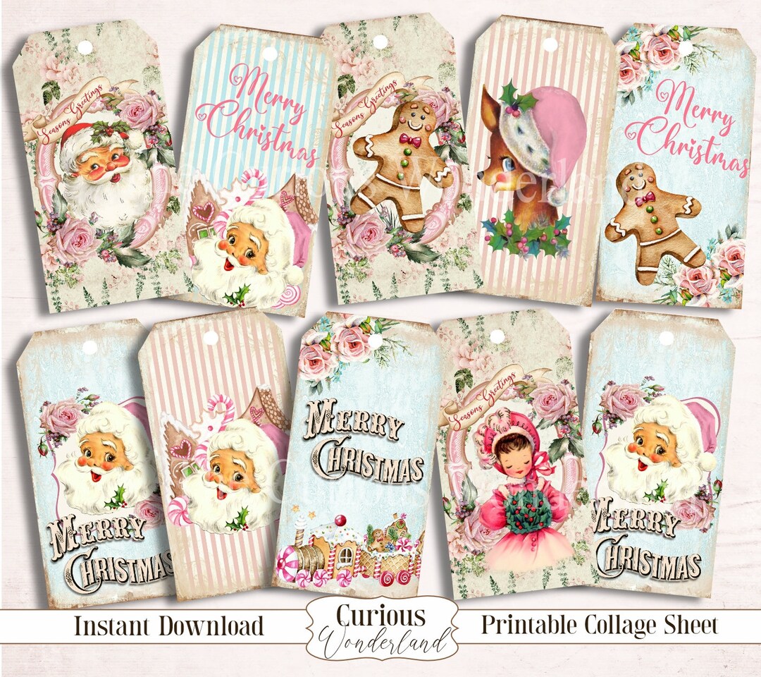 Shabby Chic Santa Tags, Shabby Chic, Journals, Digital Image, Scrapbook ...