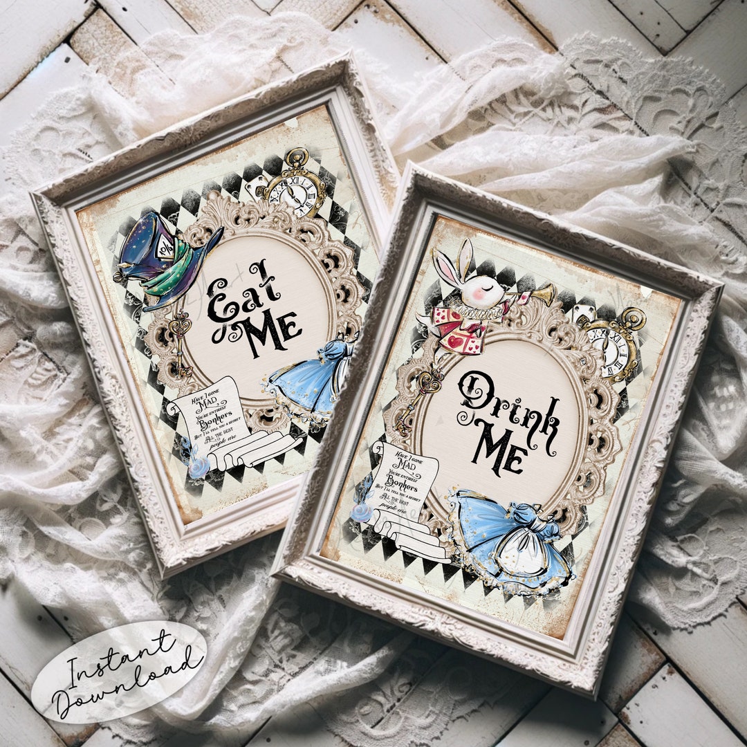 Alice in Wonderland Party Food Signs, Drink Me & Eat Me Signs, Tea ...