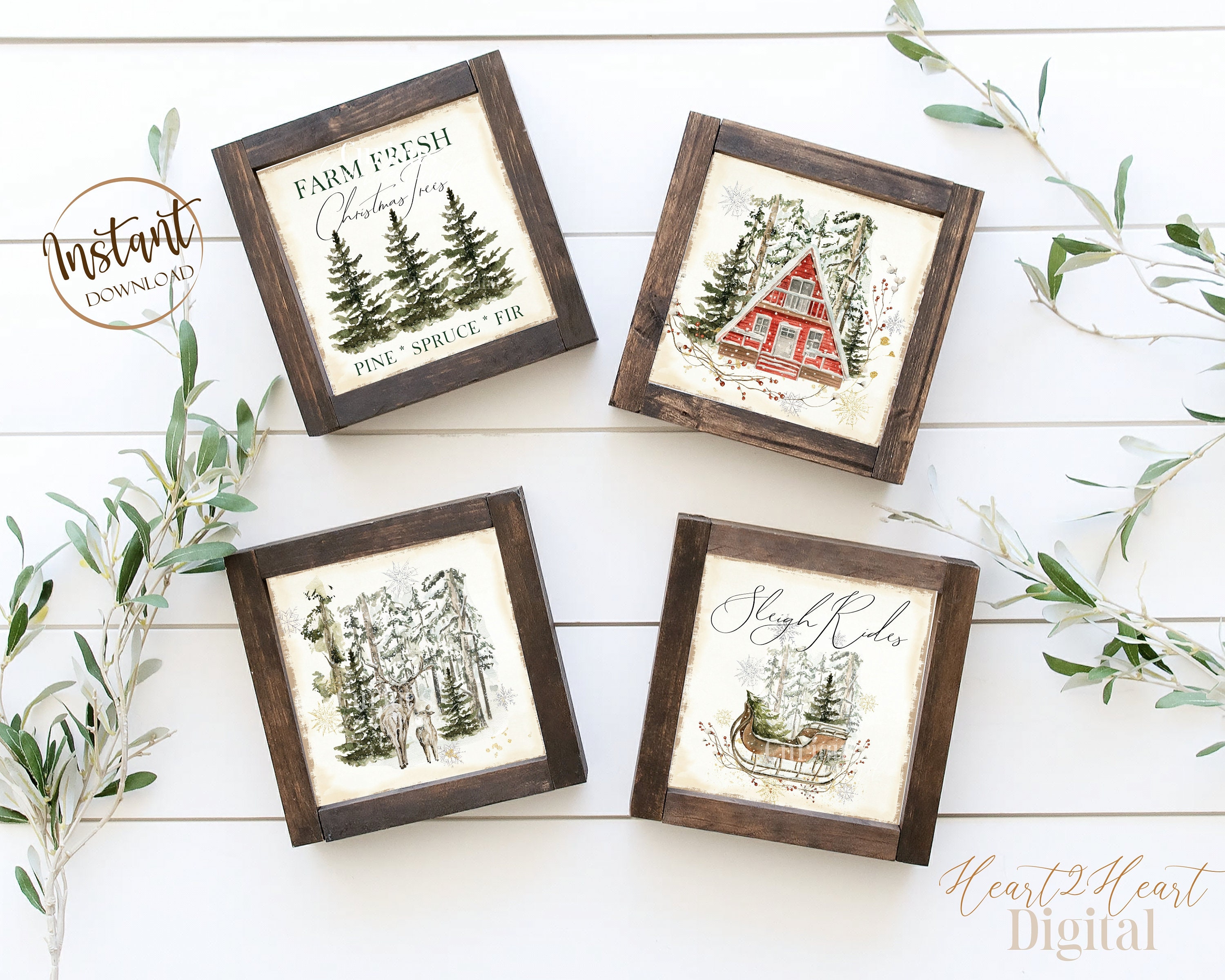 Farmhouse Christmas 4 Squares Tier Tray Signs Digital - Etsy