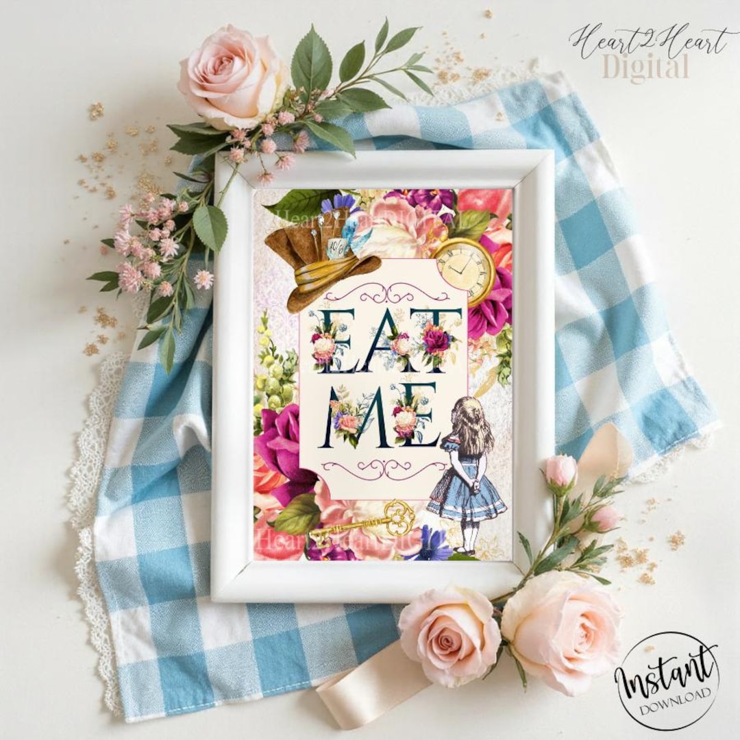 Alice in Wonderland Eat Me Sign, Onederland, Tea Party Sign, Mad Hatter ...
