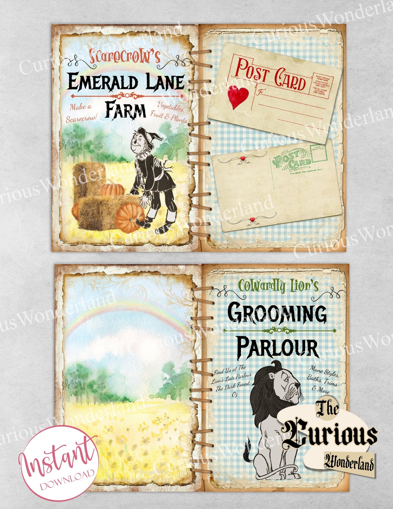 Wizard of Oz Printable Junk Journal Kit Craft Scrapbooking | Etsy