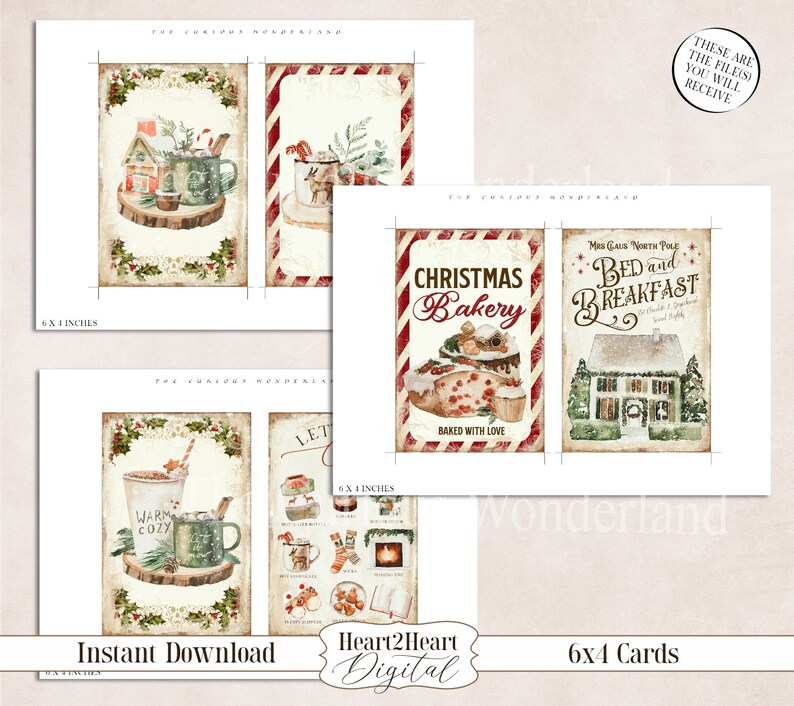 Rustic Christmas Bakery 6x4 Cards, Digital, Collage Sheet Printable ...
