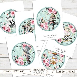 Alice in Wonderland Large 7" Clocks - Printable Clocks, Digital ...