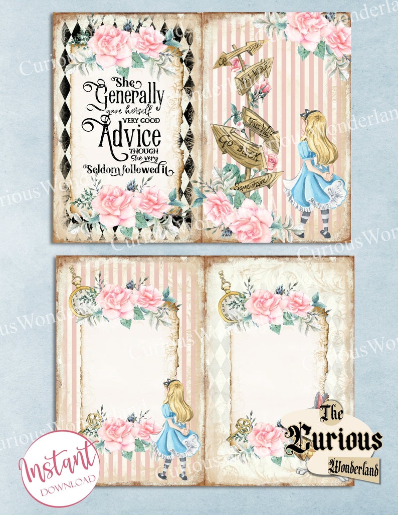 Printable Alice in Wonderland Junk Journal Pages Printable, Digital ...