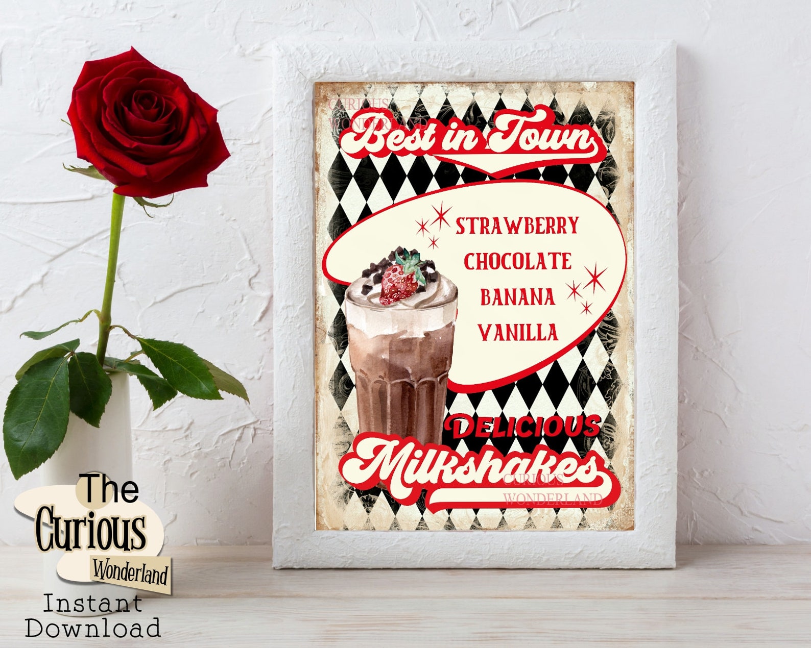Retro Milkshake Sign INSTANT DOWNLOAD Printable Sign - Etsy UK