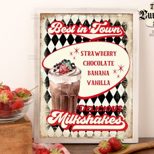 Retro Milkshake Sign INSTANT DOWNLOAD Printable Sign | Etsy UK