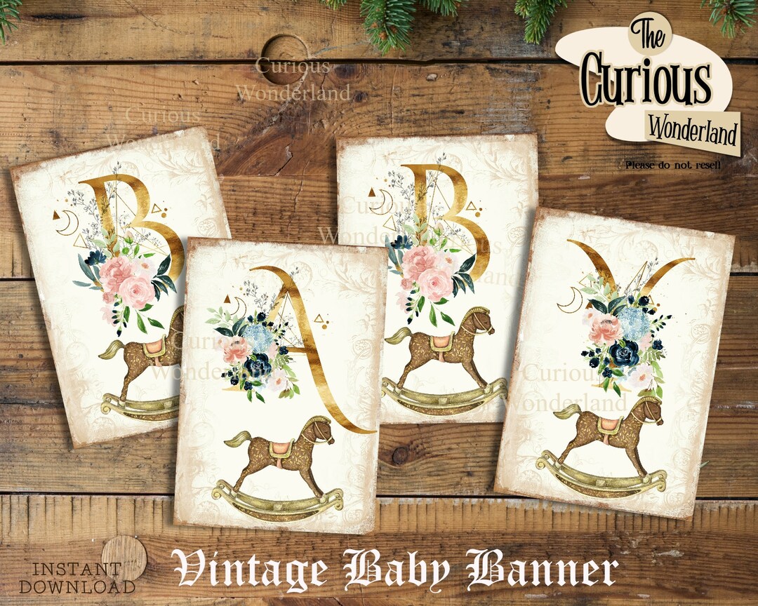 Vintage Style Rocking Horse Baby Shower Banner Shabby Chic - Etsy