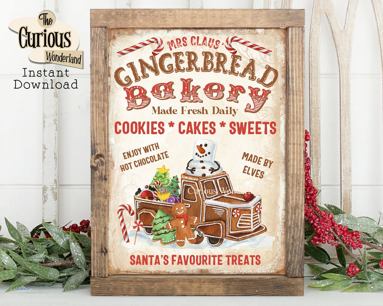 Christmas Gingerbread Bakery Sign Digital Instant Download - Etsy
