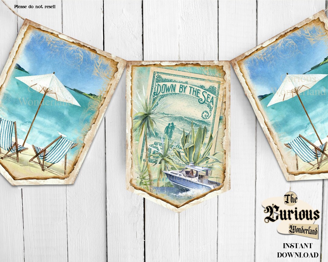 Retro Beach Banner, Summer Banner, Beach House Decor, Printable Banner ...