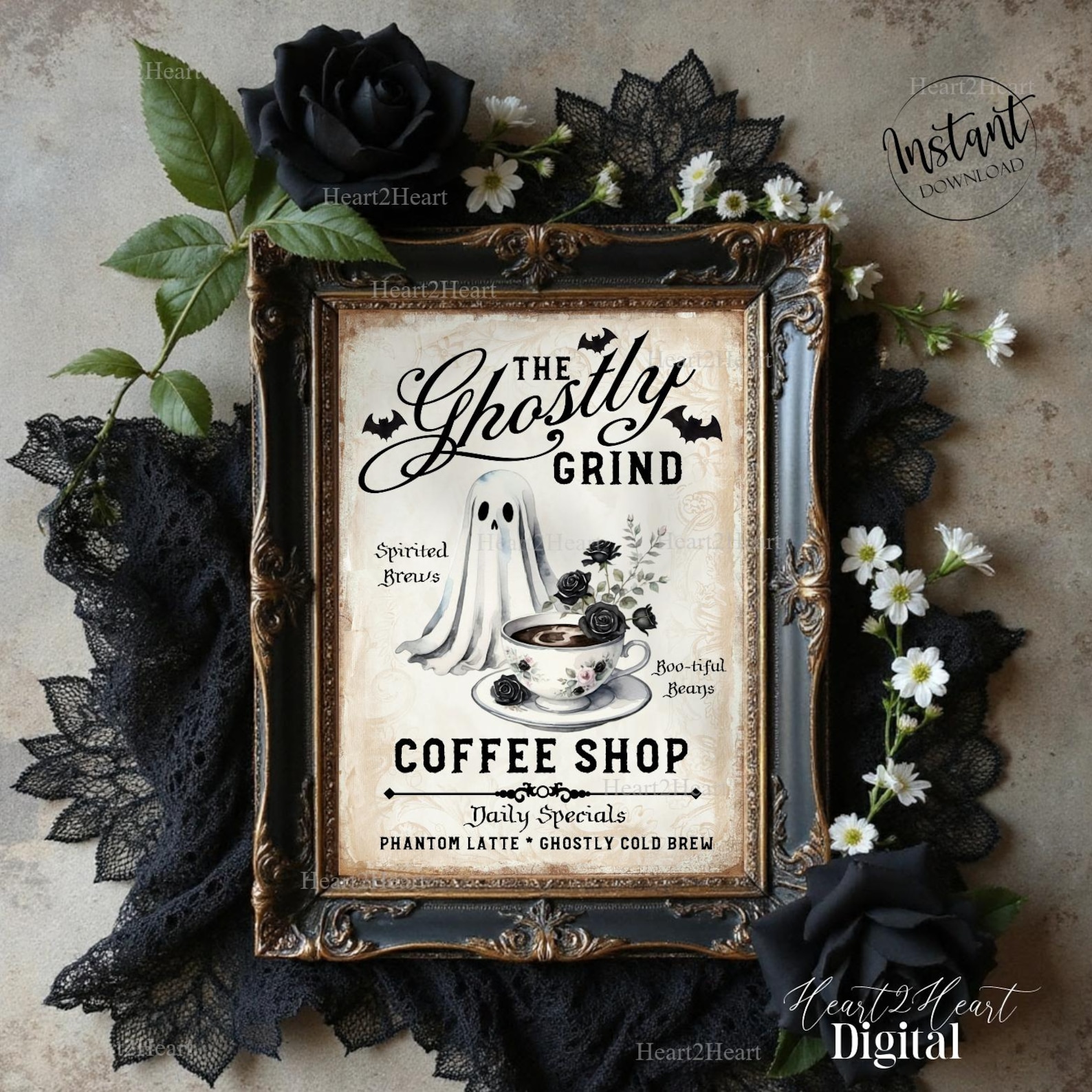 Ghost Coffee Bar Sign Print | Spooky Halloween Decor | Coffee Station ...