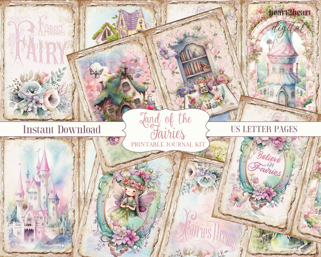 Fairy Junk Journal Pages Fairies Floral Paper Pack Digital Download ...