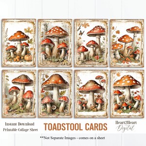 Autumn Toadstools ATC Collage Sheet, Fall Journal Cards, Digital Image ...