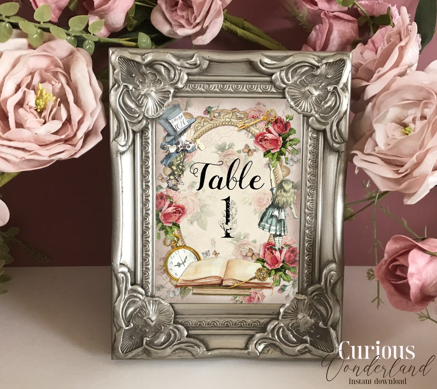 Alice in Wonderland Printable Table Numbers Table 1-20 Mad - Etsy