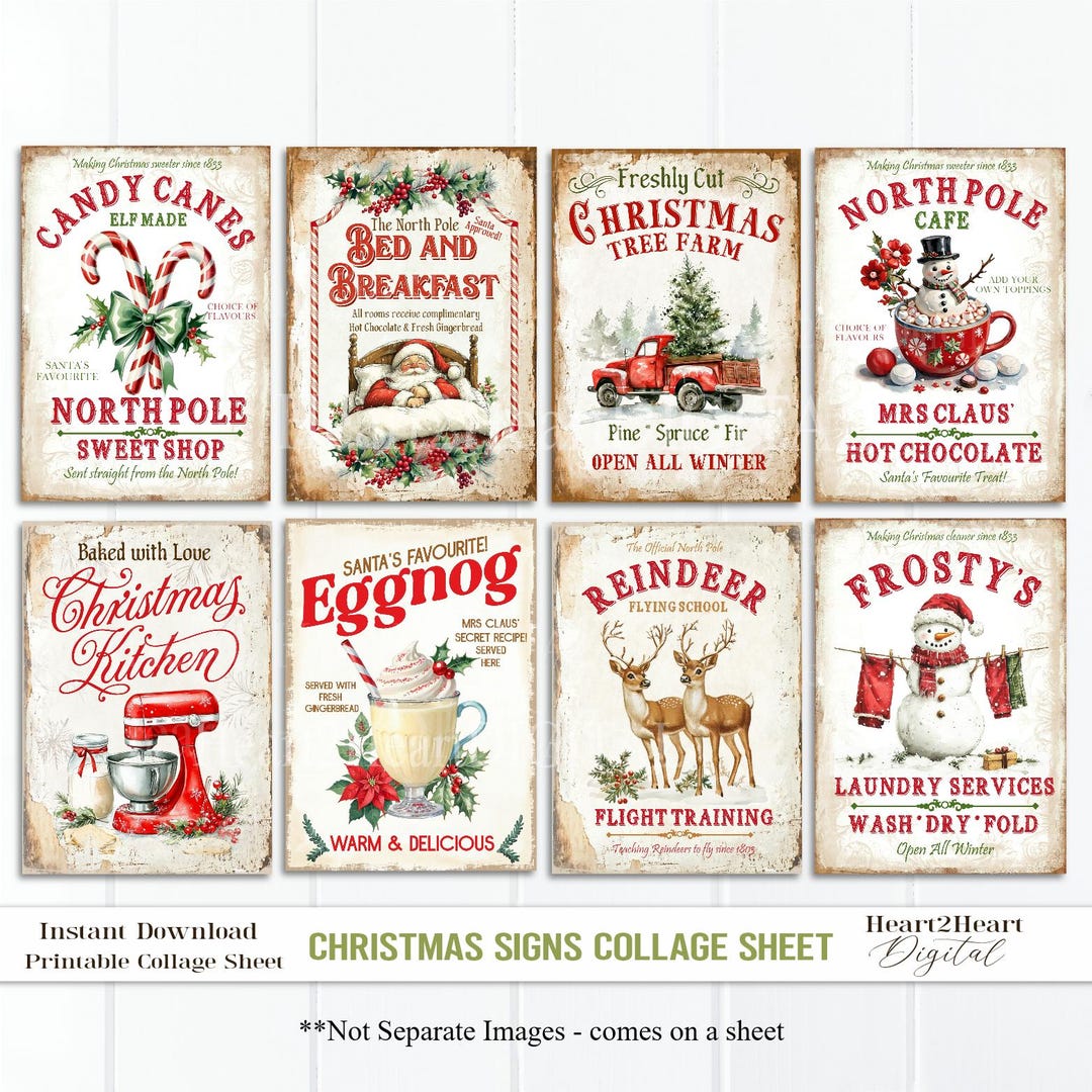 Vintage Mrs Claus Christmas Labels Collage Sheet, Tags, Journal Cards ...