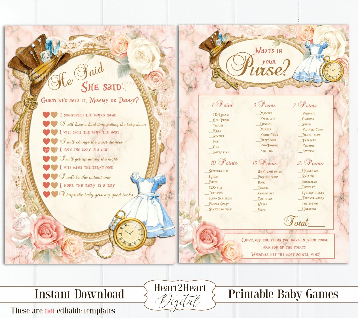 Alice in Wonderland Baby Shower Games Printable Games - Etsy