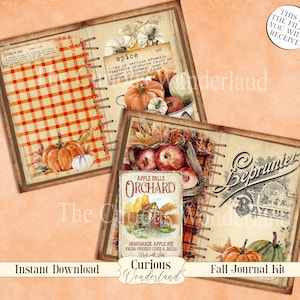 Fall Pumpkin Part 1 Junk Journal Ephemera Pack Digital Download Kit ...
