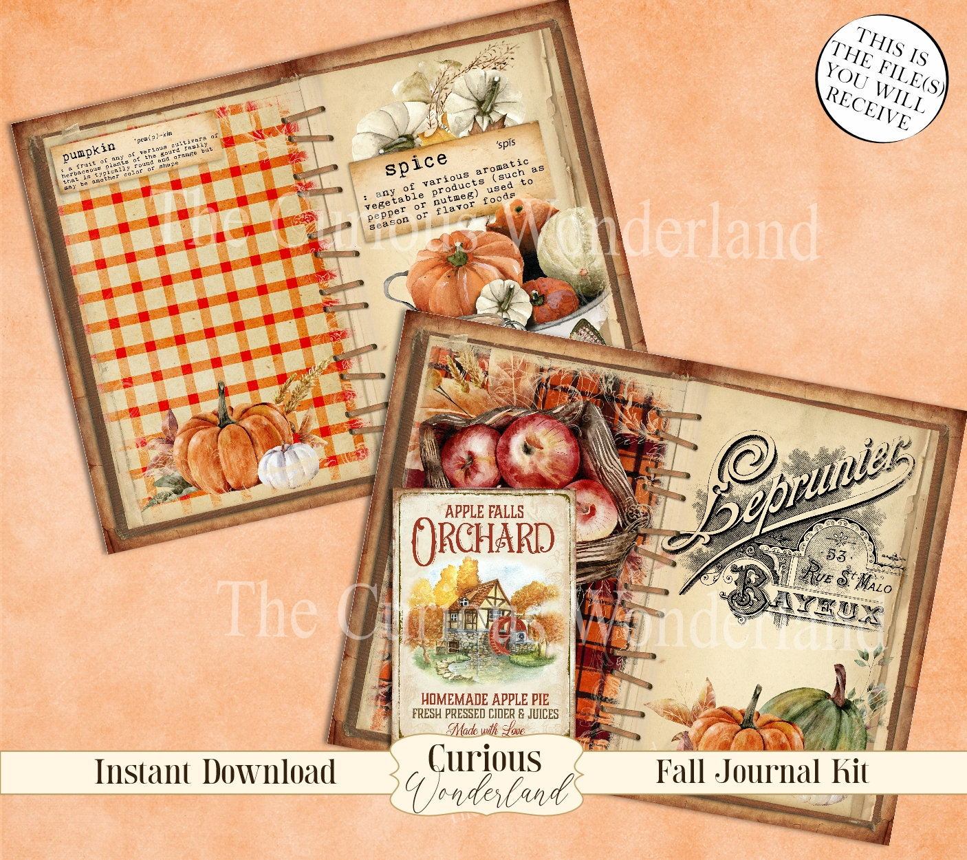 Fall Pumpkin Part 1 Junk Journal Ephemera Pack Digital Download Kit ...